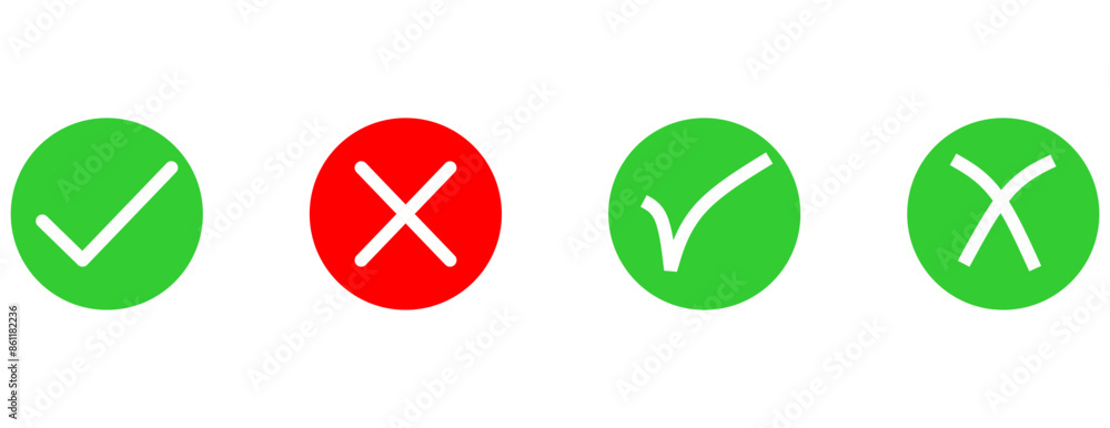 check mark icon button set. check box icon with right and wrong buttons ...