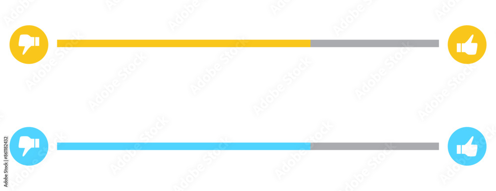 Like and dislike icons feedback counter slider with thumbs up and thumb ...