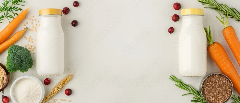 Dynamic organic baby food frame with jars and pouches of organic baby ...