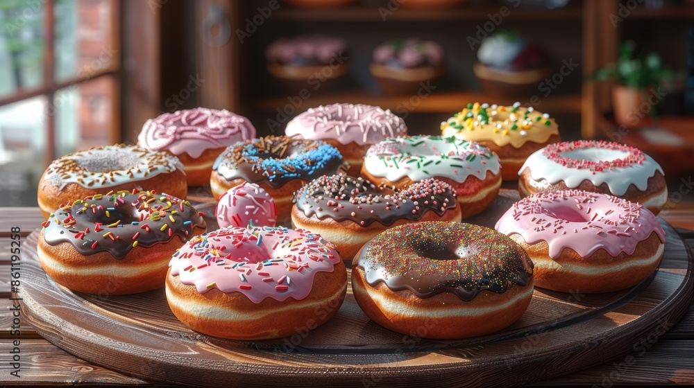Vector image of a selection of donuts with different frosting and ...
