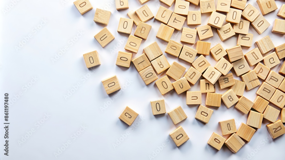 Scrabble tiles scattered on white background, scrabble, letters ...