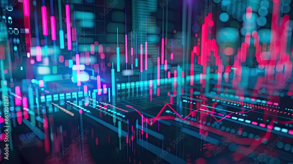 Colorful stock market trading background featuring animated charts and ...