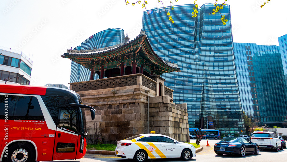 KOREA, SEOUL – April 2024 : the ancient watchtower of Gyeongbokgung ...