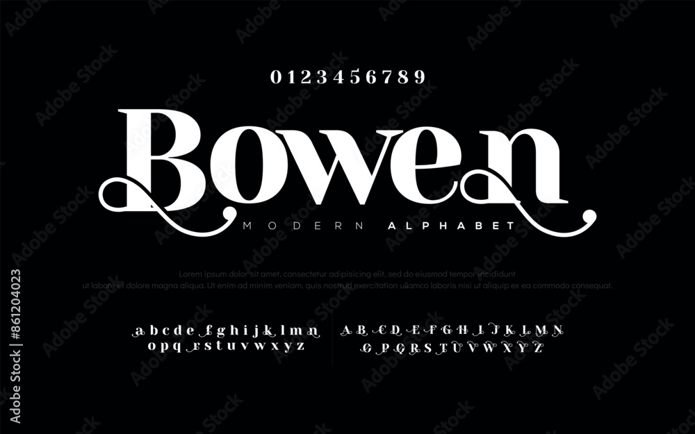 Bowen Abstract Fashion font alphabet. Minimal modern urban fonts for ...