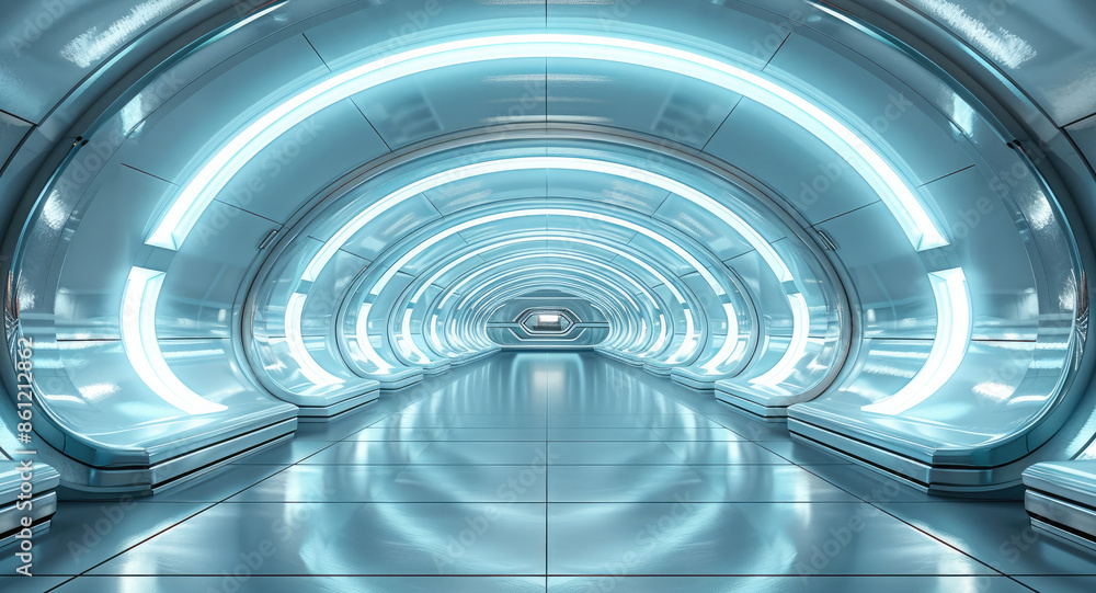 3D scene modeling booth technology, futuristic design, metallic texture ...