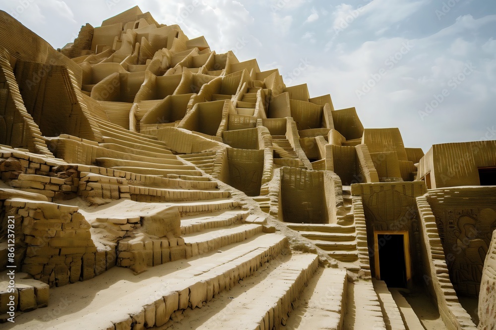 Ancient Mesopotamian ziggurat Uruk historical stepped pyramid ...