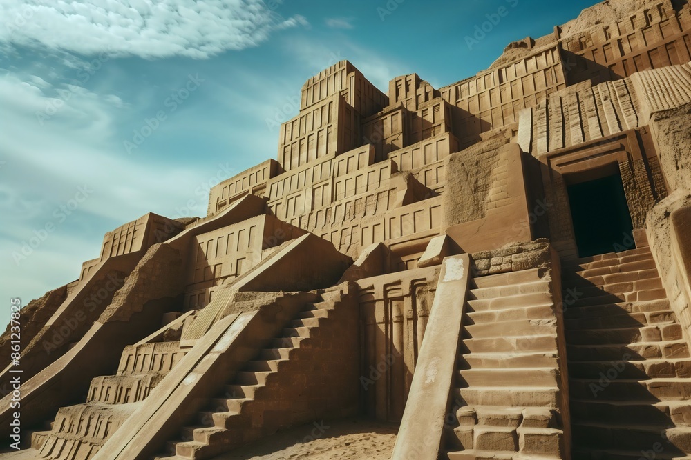 Photo Ancient Mesopotamian ziggurat Uruk historical stepped pyramid ...