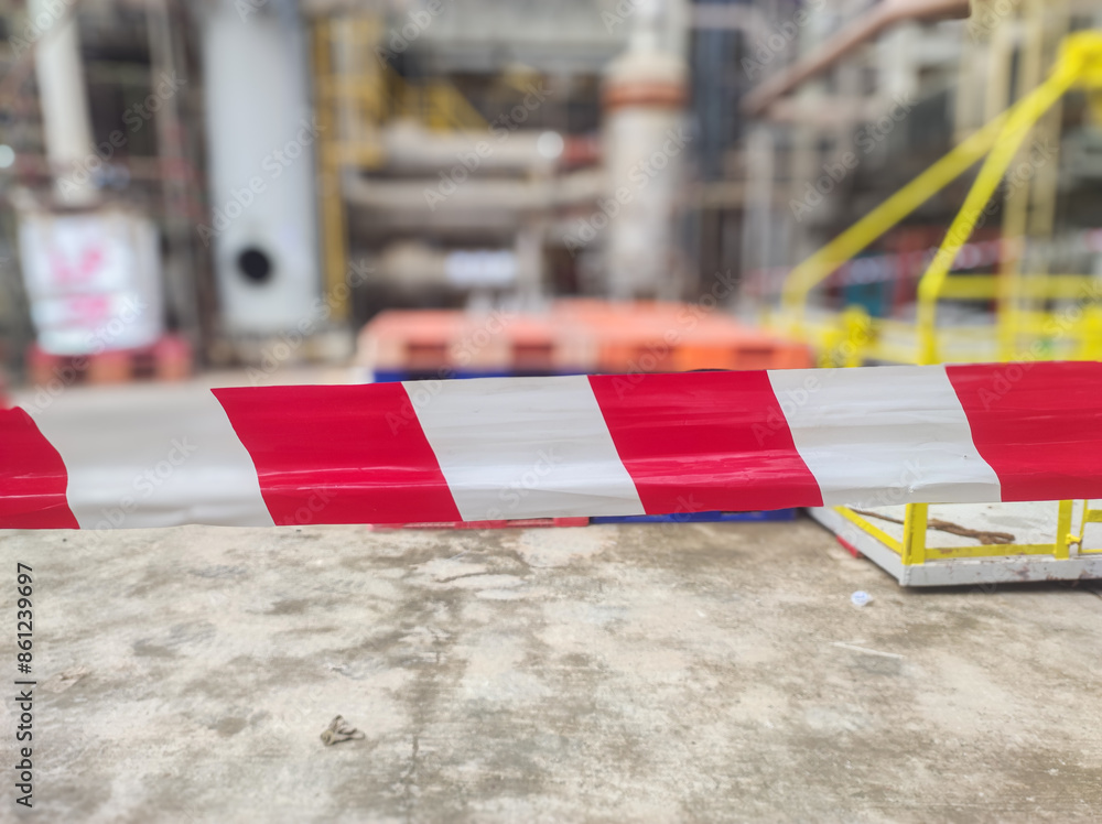 Tap red white color warning barrier safety hazard caution stop line ...