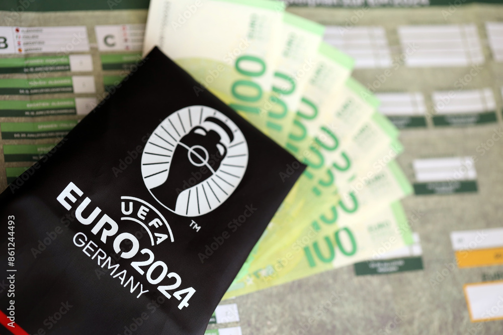 KYIV, UKRAINE - APRIL 20, 2024 Official UEFA Euro 2024 Germany logotype ...