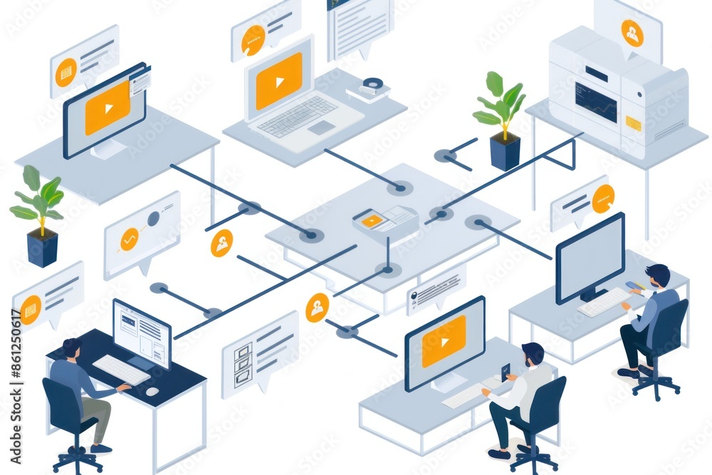 Detailed workflow diagram showing the stages of an IT support process ...