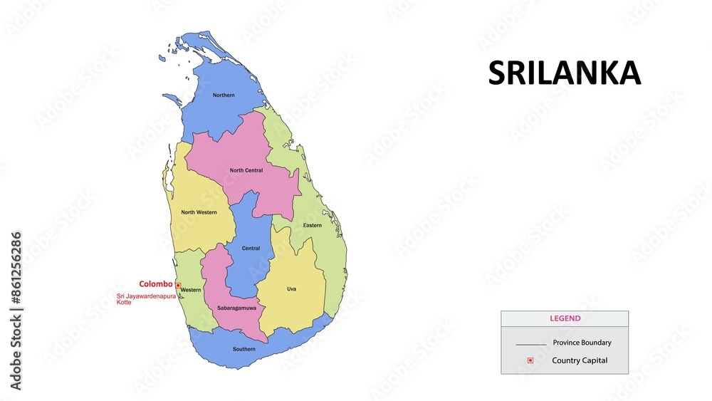 Sri Lanka Map. State and union territories of Sri Lanka with ...