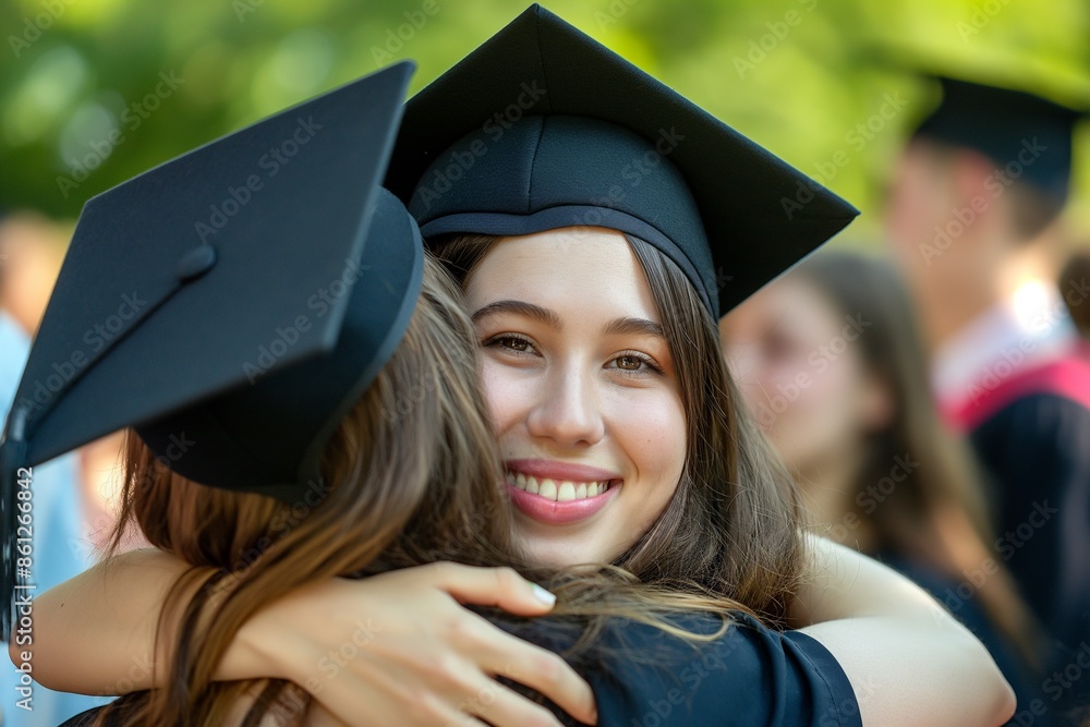Hug, graduation, and achievement as women celebrate education success ...