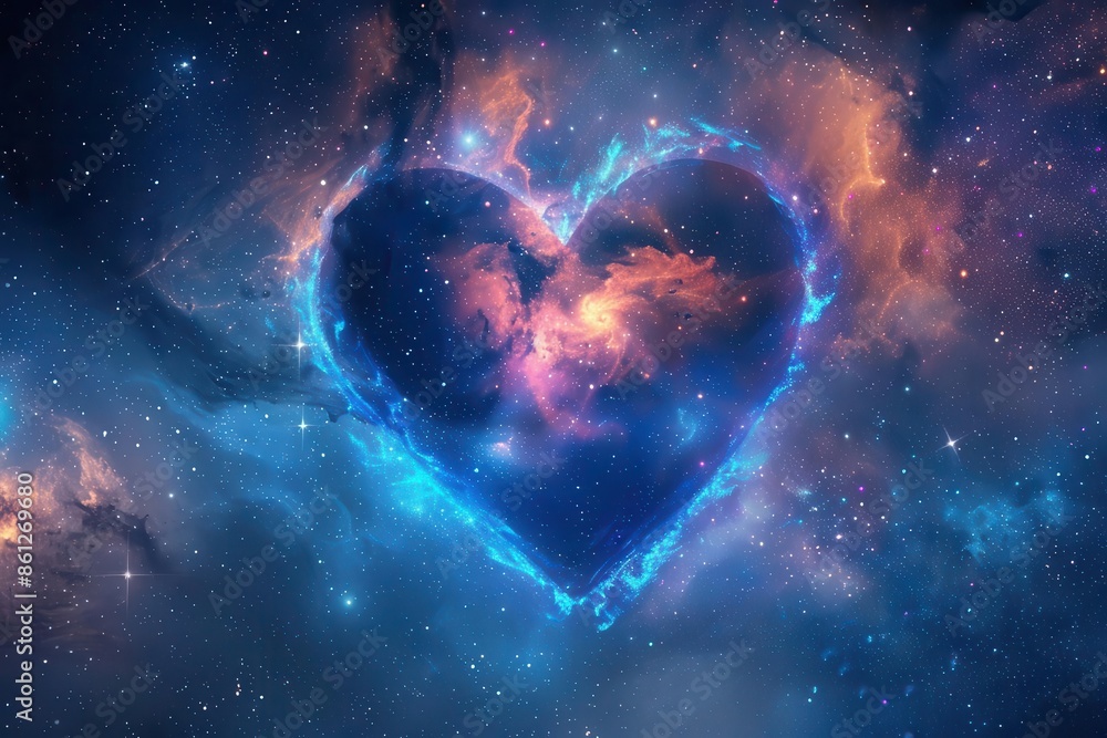 cosmic heart pulsing with ethereal energy surrounded by a swirling ...