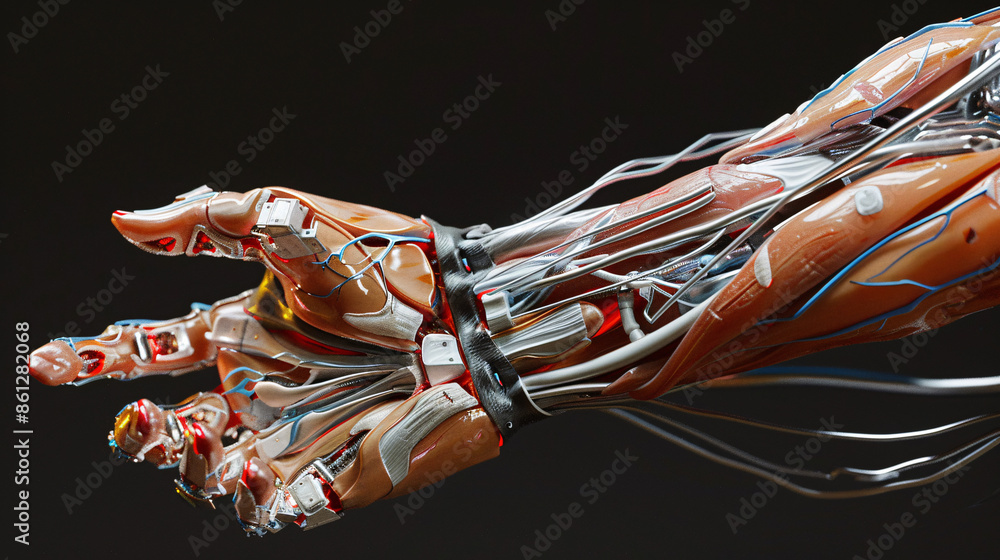 High-resolution image capturing the minute details of a splinted arm ...