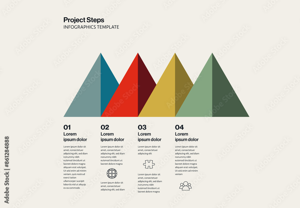 Infographics Template with Vertical Pyramid Shapes Stock Template ...