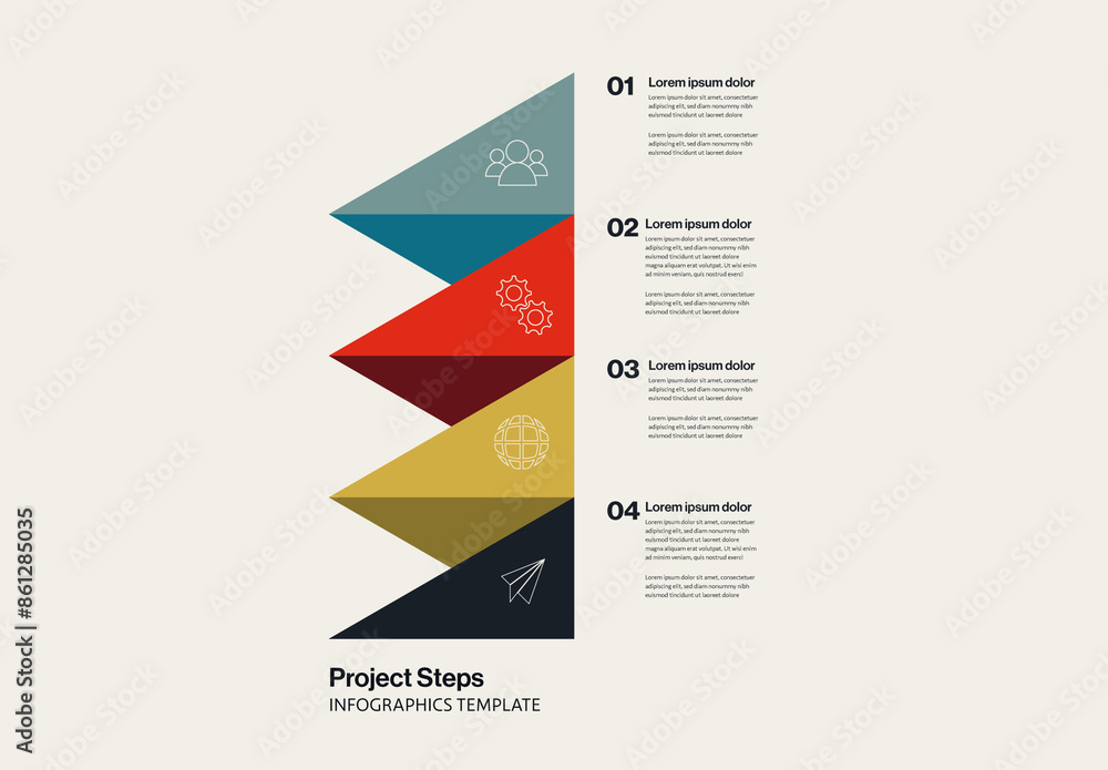 Project Steps Infographics Template with Pyramid Shapes Stock Template ...