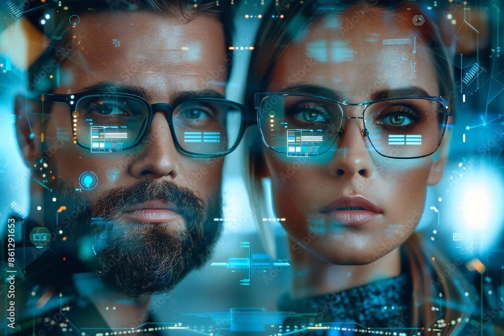 Family using holographic screens and AI to divide assets during high ...