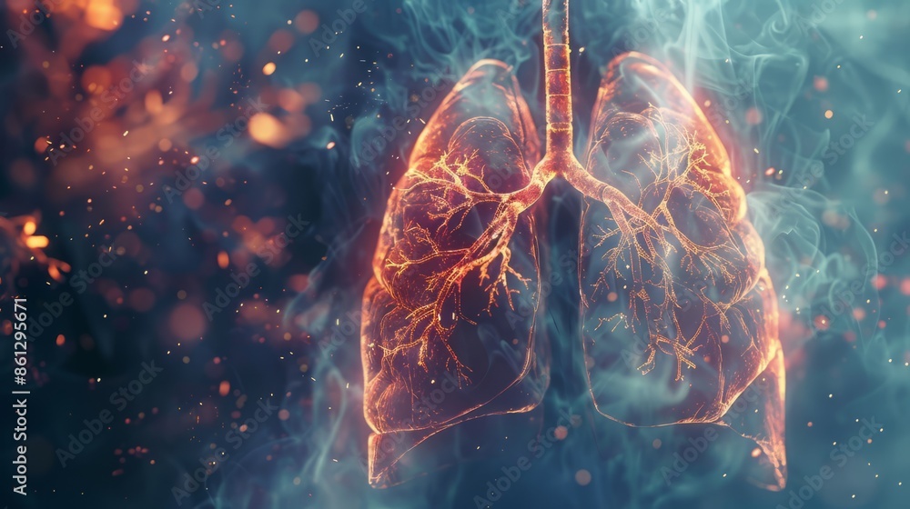 ภาพประกอบสต็อก Pleurisy occurs when the pleural lining two large, thin ...