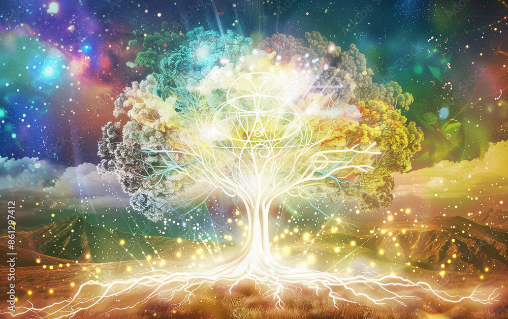 The Eternal Tree of Life: A Radiant Symbol of Time and Space in a ...