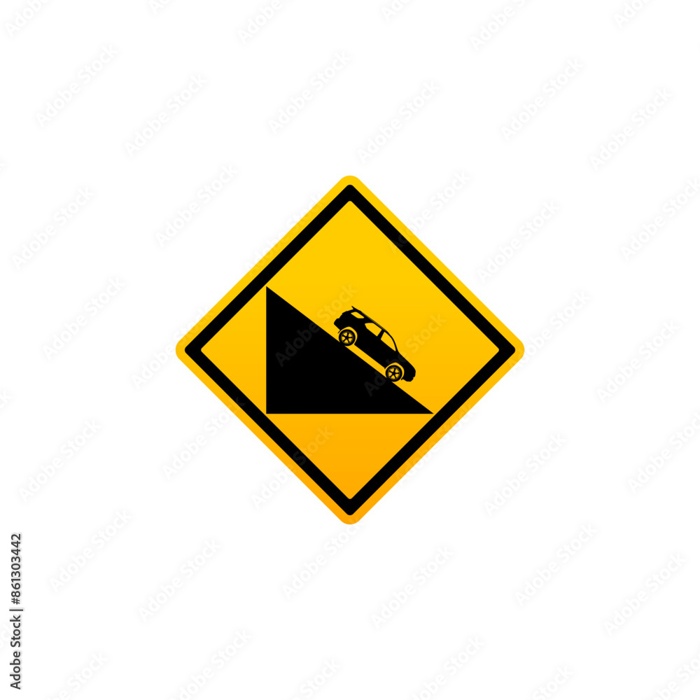 downhill ahead sign or caution downhill ahead sign vector isolated ...