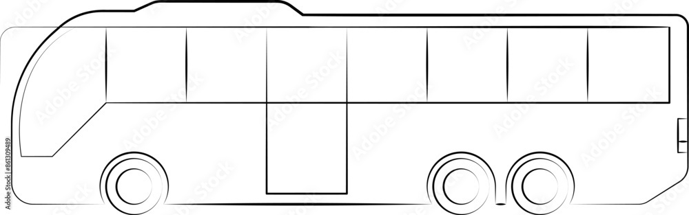 Hand drawn line passenger bus vector illustration. Outline Vector bus ...