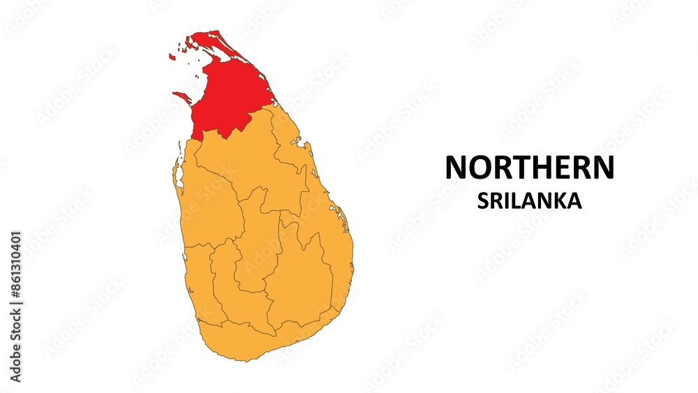 Northern Map is highlighted on the Sri Lanka map with detailed State ...