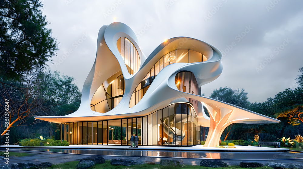 Breathtaking contemporary architectural masterpiece featuring sweeping ...