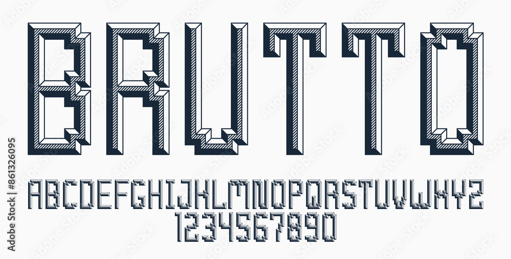 Minimal geometric cyberpunk font with facet effect, vector typeface in ...