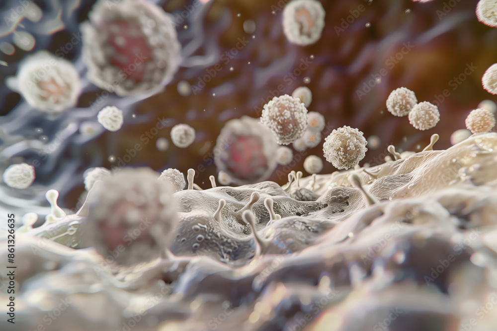 Immune System Action: Close-up View of White Blood Cells Phagocytosing ...