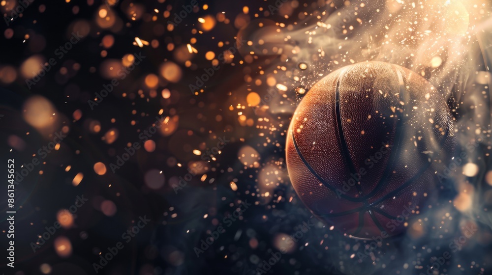 Basketball banner background with ball. Illustration generated by ai ...