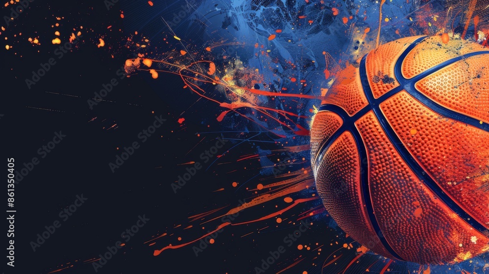 Basketball banner background with ball. Illustration generated by ai ...