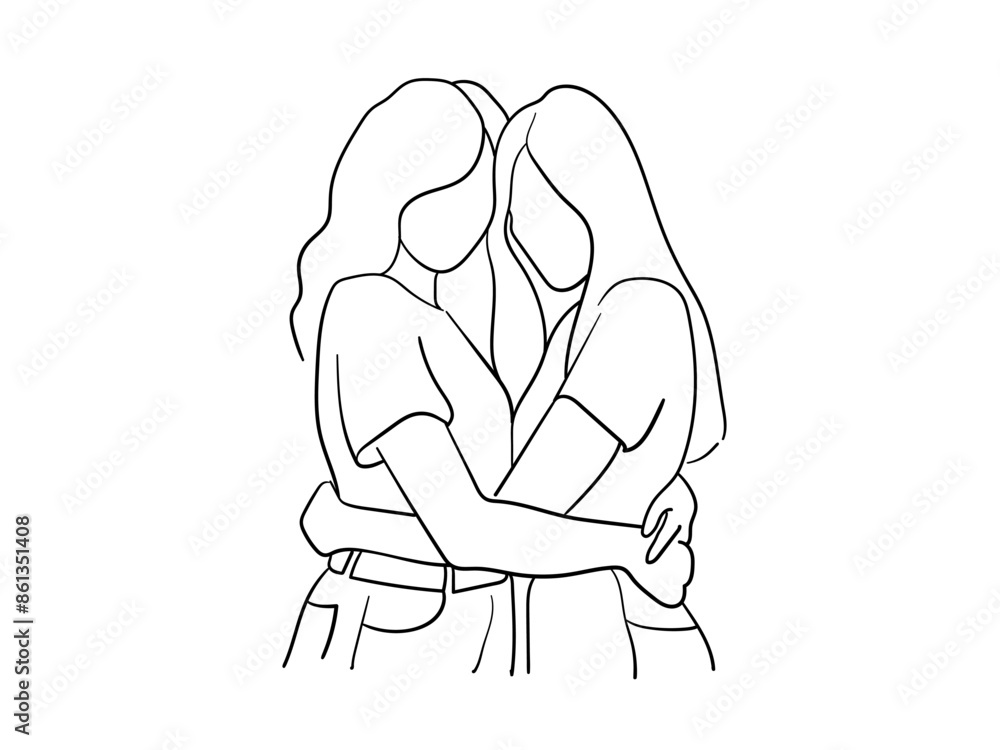 Girl hugging girlfriend, female friendship, support, lesbianism ...