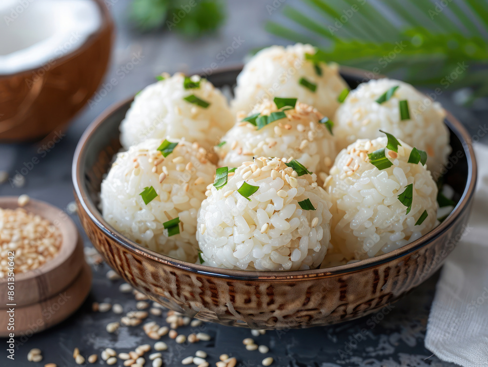 Discover Thai Coconut Rice Balls with Sesame Topping Khanom Tom Simple ...