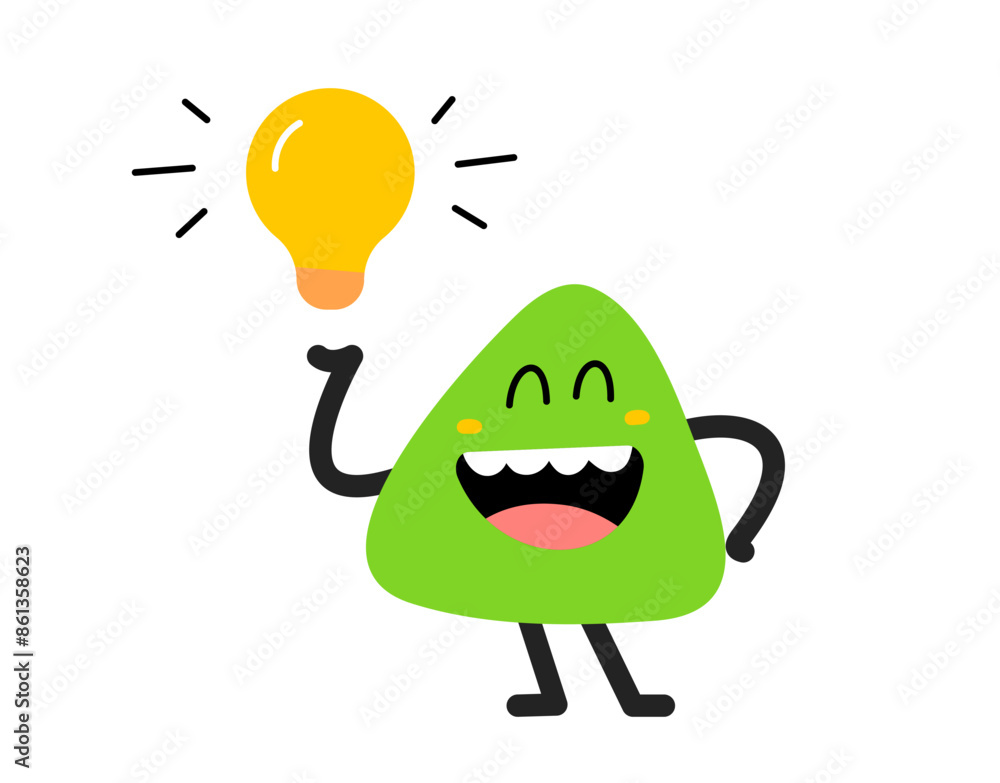 Vector cartoon illustration of cute abstract shape happy character with ...