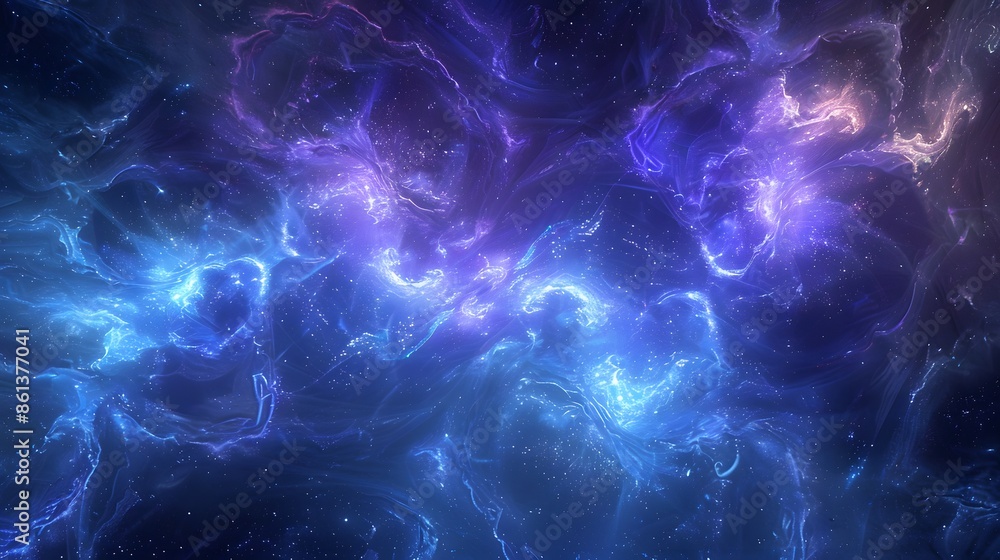 Abstract image of ethereal blue and purple nebula swirls, creating a ...