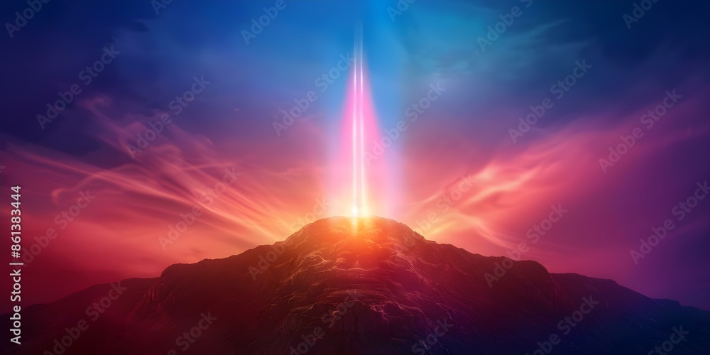 Moses encounters God as a pillar of fire on Mount Horeb. Concept The ...