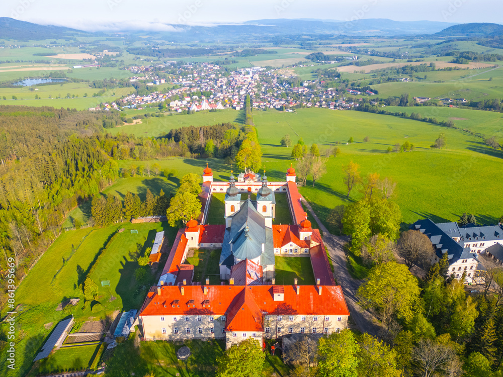 Hora Matky Bozi Monastery in Dolni Hedec, Czechia. The monastery is ...