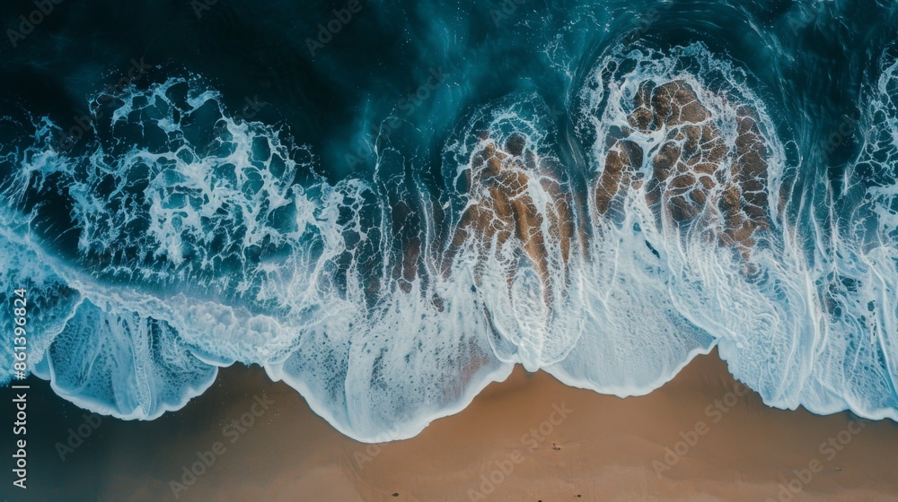 Waves with beach background top view. Holidays illustration generated ...
