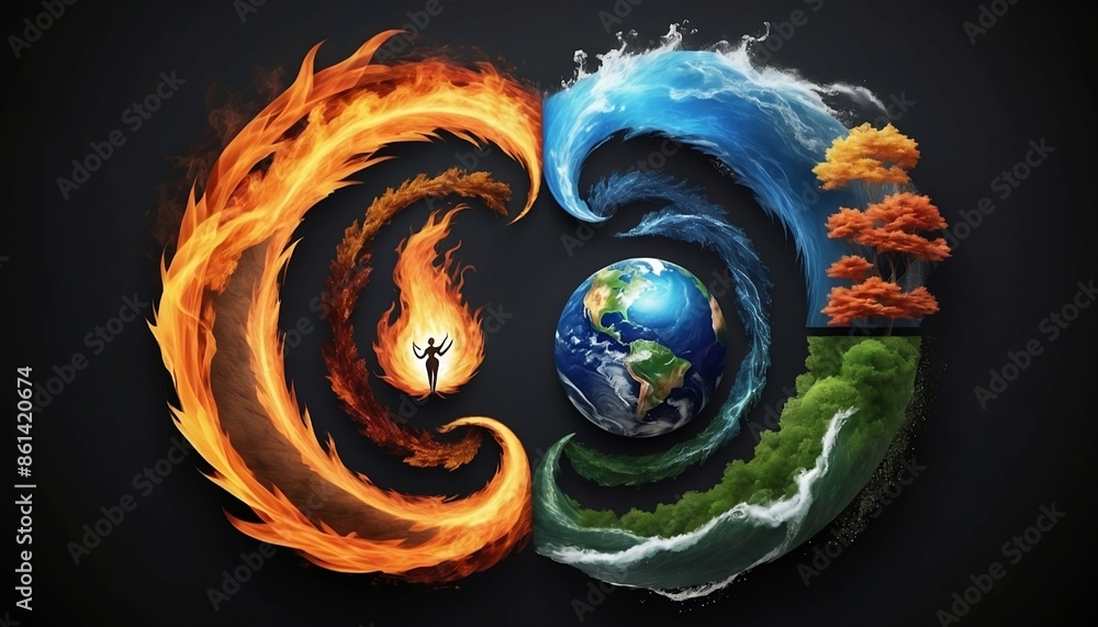 The four elements of nature in a breathtaking creative design. All four ...