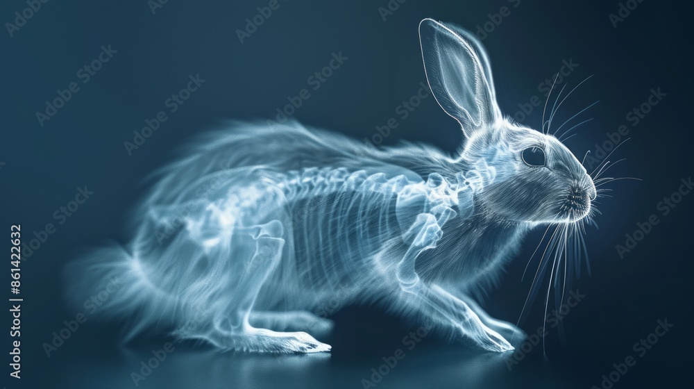 X-Ray Styled Rabbit Illustration Depicting Its Skeletal System Against ...