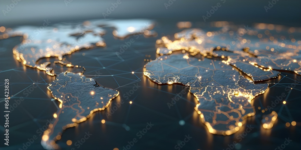 Digital world map with glowing connections symbolizing global ...