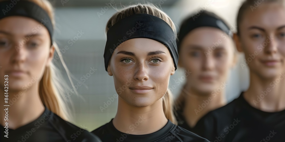 Female soccer players in black kit line up before game tension rises ...