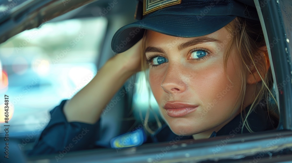 An up-close shot of a woman with striking blue eyes and freckled skin ...