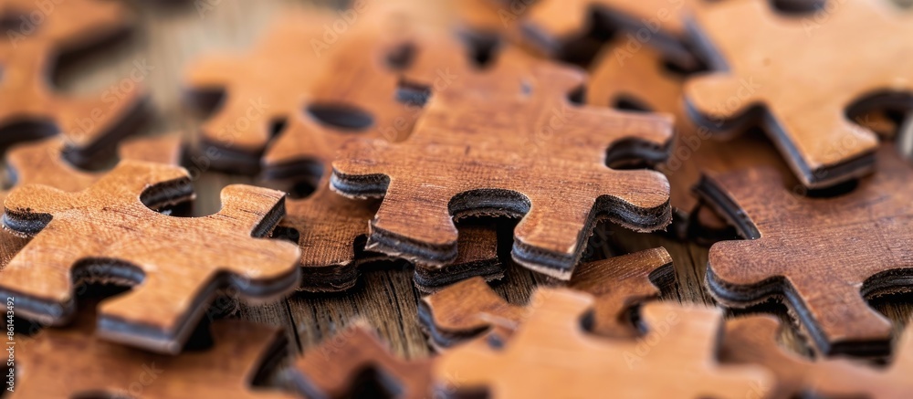 Photo & Art Print Cardboard puzzle pieces with logical skills for ...