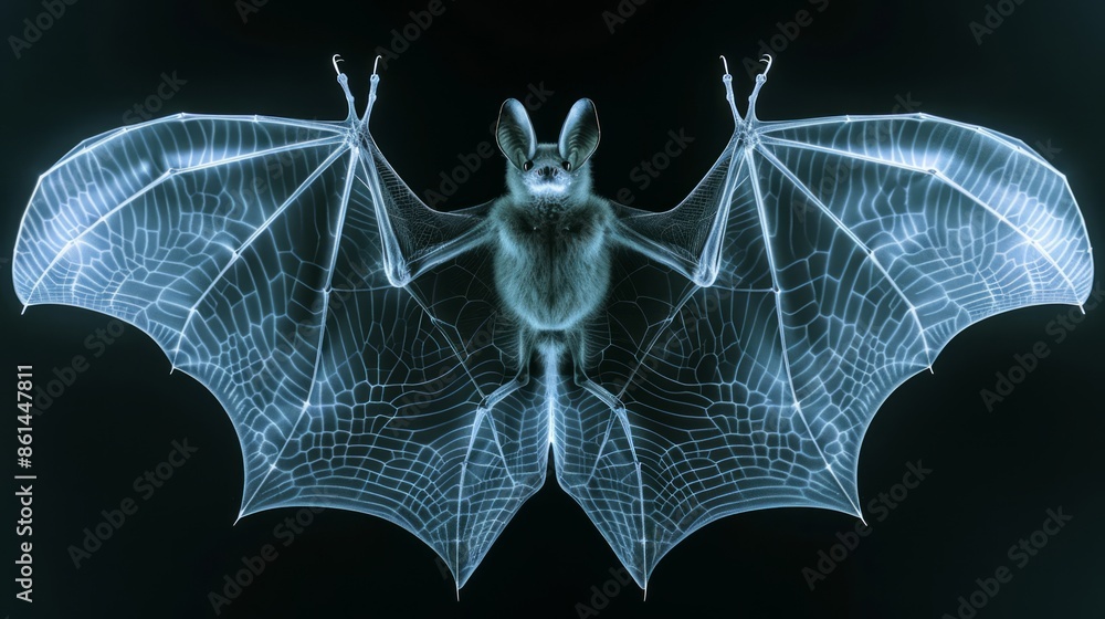 X-Ray Art of Bat with Extended Wings Displaying Skeleton Structure ...