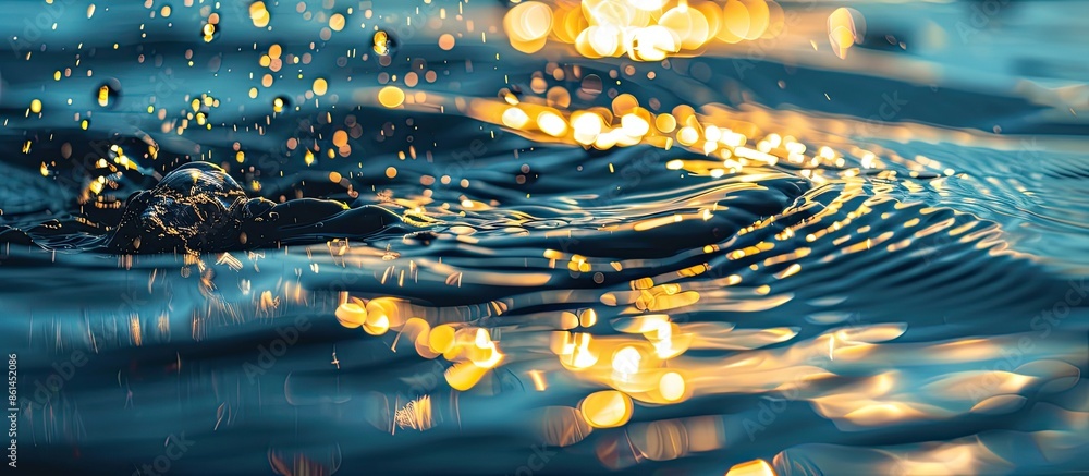 Abstract light reflection on flowing water with a high-contrast filter ...