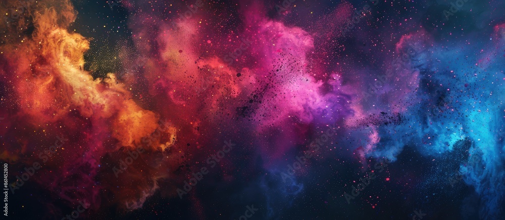 Colorful powders have exploded into an abstract background with a fake ...