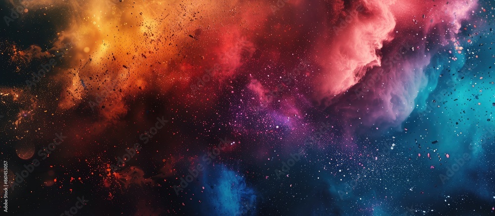 Colorful powders have exploded into an abstract background with a fake ...