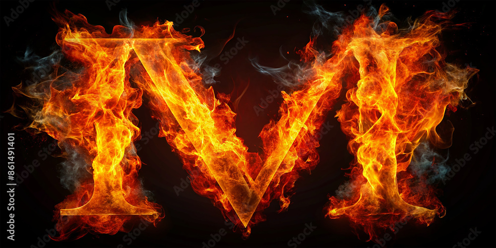 Fire letter M of burning flame. Flaming burn font or bonfire alphabet ...