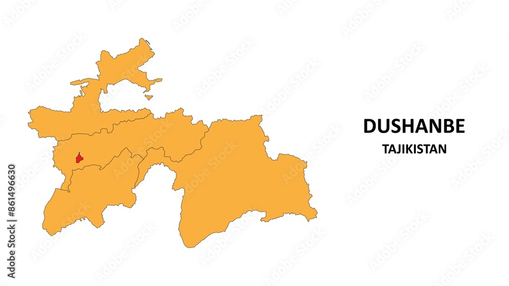Dushanbe Map is highlighted on the Tajikistan map with detailed State ...